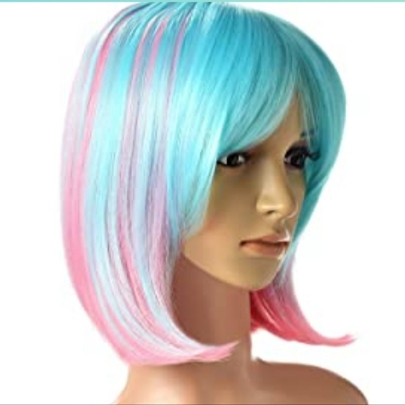 Accessories | New Beautiful Turquoise Blue And Pink Synthetic Wig ...